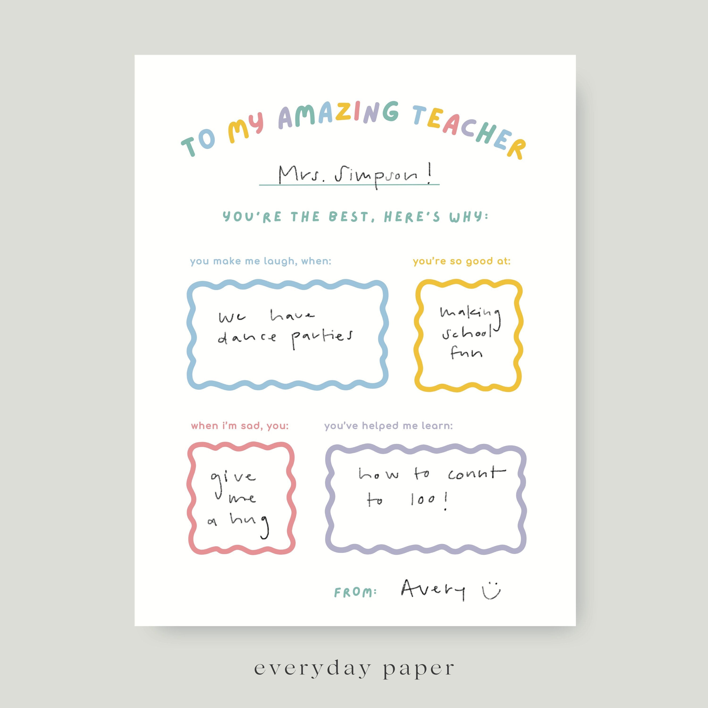 Teacher Appreciation Questionnaire Interview | Teacher Appreciation ...