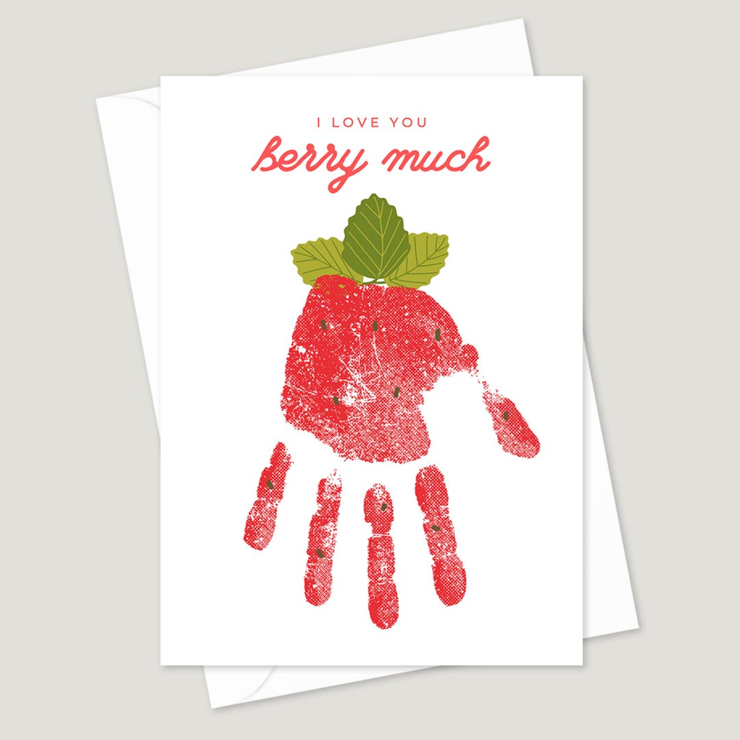 Baby Strawberry Handprint Mothers Day or Birthday Card to Mail to ...