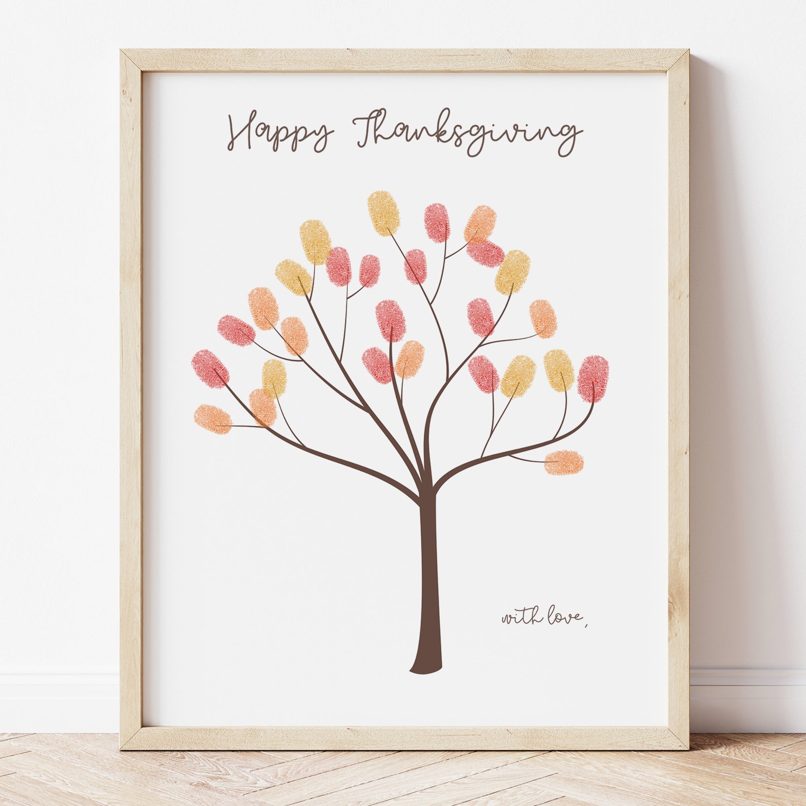 Thanksgiving Fingerprint Tree Craft, Fall Thumbprint Art, Happy ...