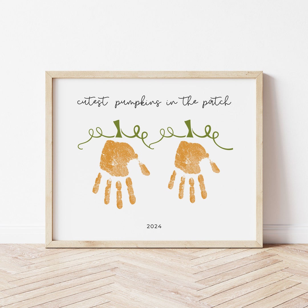 Pumpkin Handprint Craft for Two Kids, Fall Handprint Printable, Cutest ...