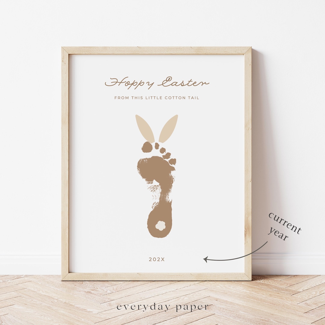 Hoppy Easter Bunny Footprint Art, Easy Easter Art Activity, Spring ...