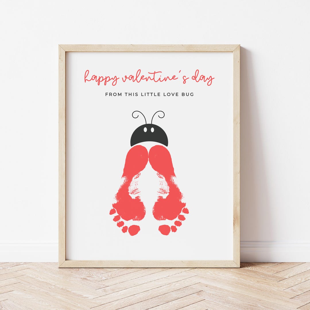 Love Bug Valentine's Day Footprint Art Printable, Ladybug Footprint ...