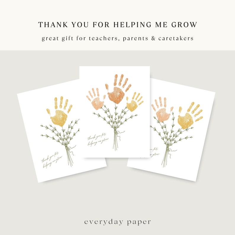 Thank You for Helping Me Grow Handprint Art for Teacher Printable ...