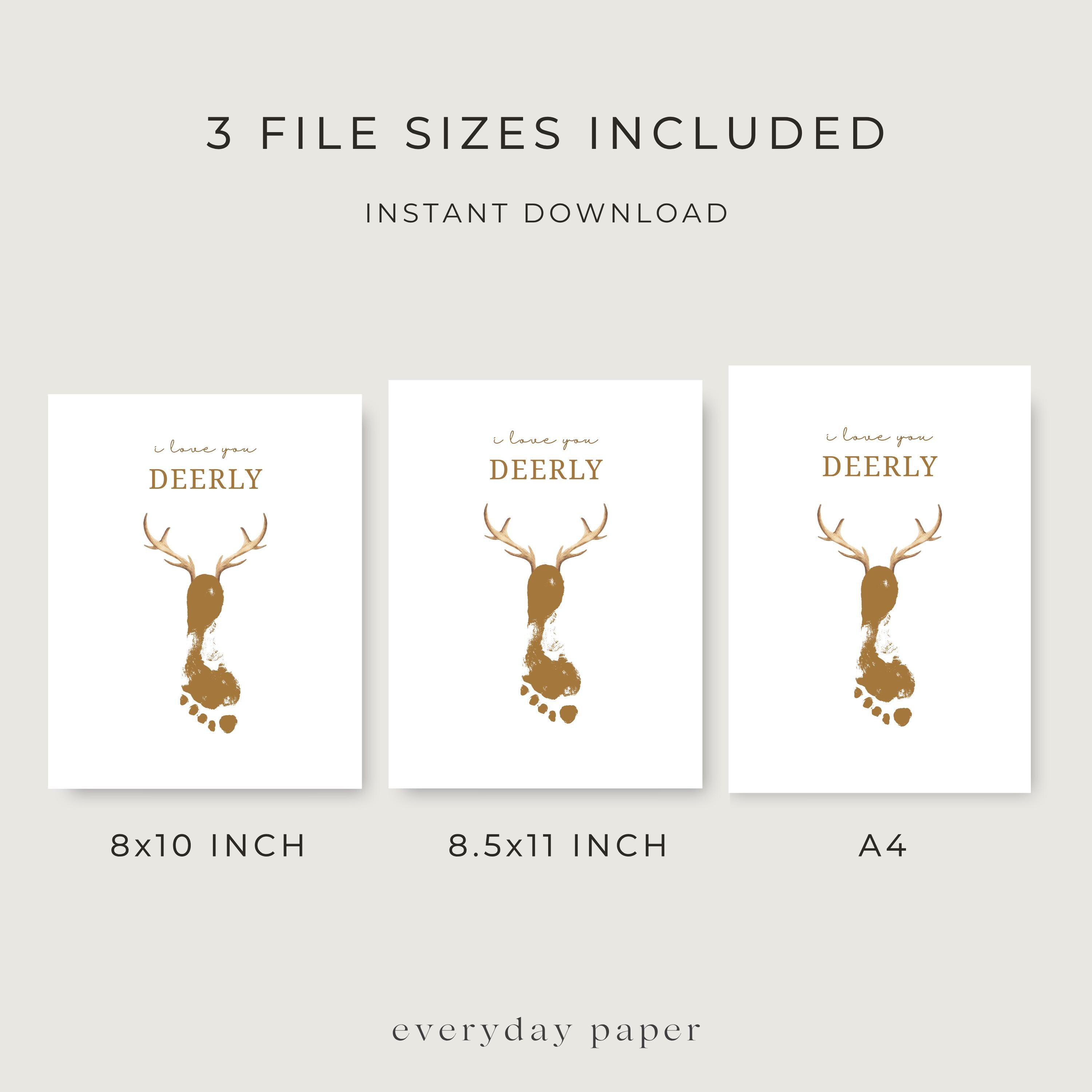 I Love You Deerly, Deer Footprint Art Printable, Dad Grandpa Birthday ...