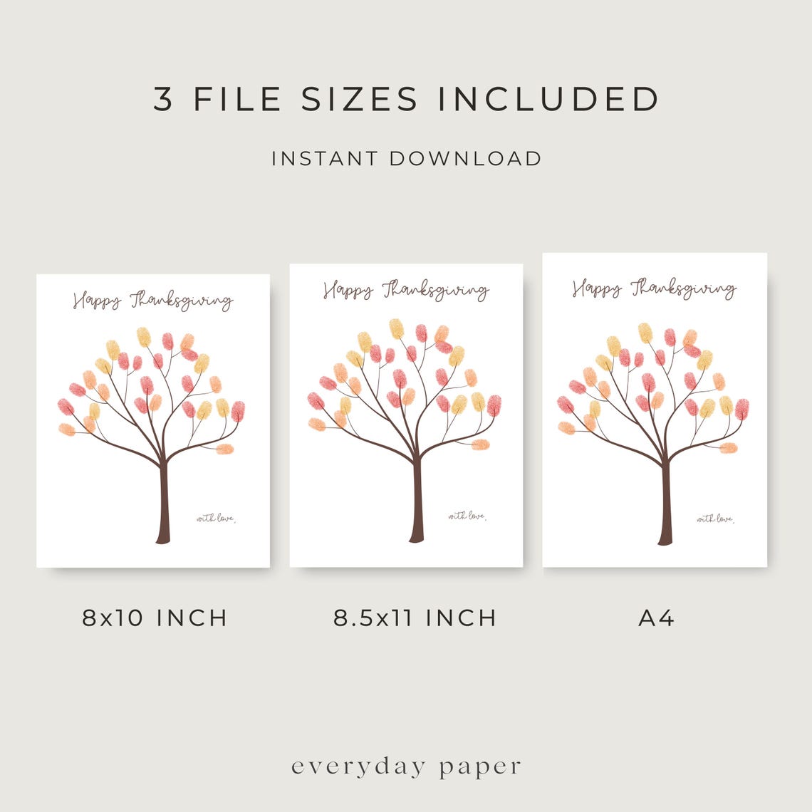 Thanksgiving Fingerprint Tree Craft, Fall Thumbprint Dot Art, Happy ...