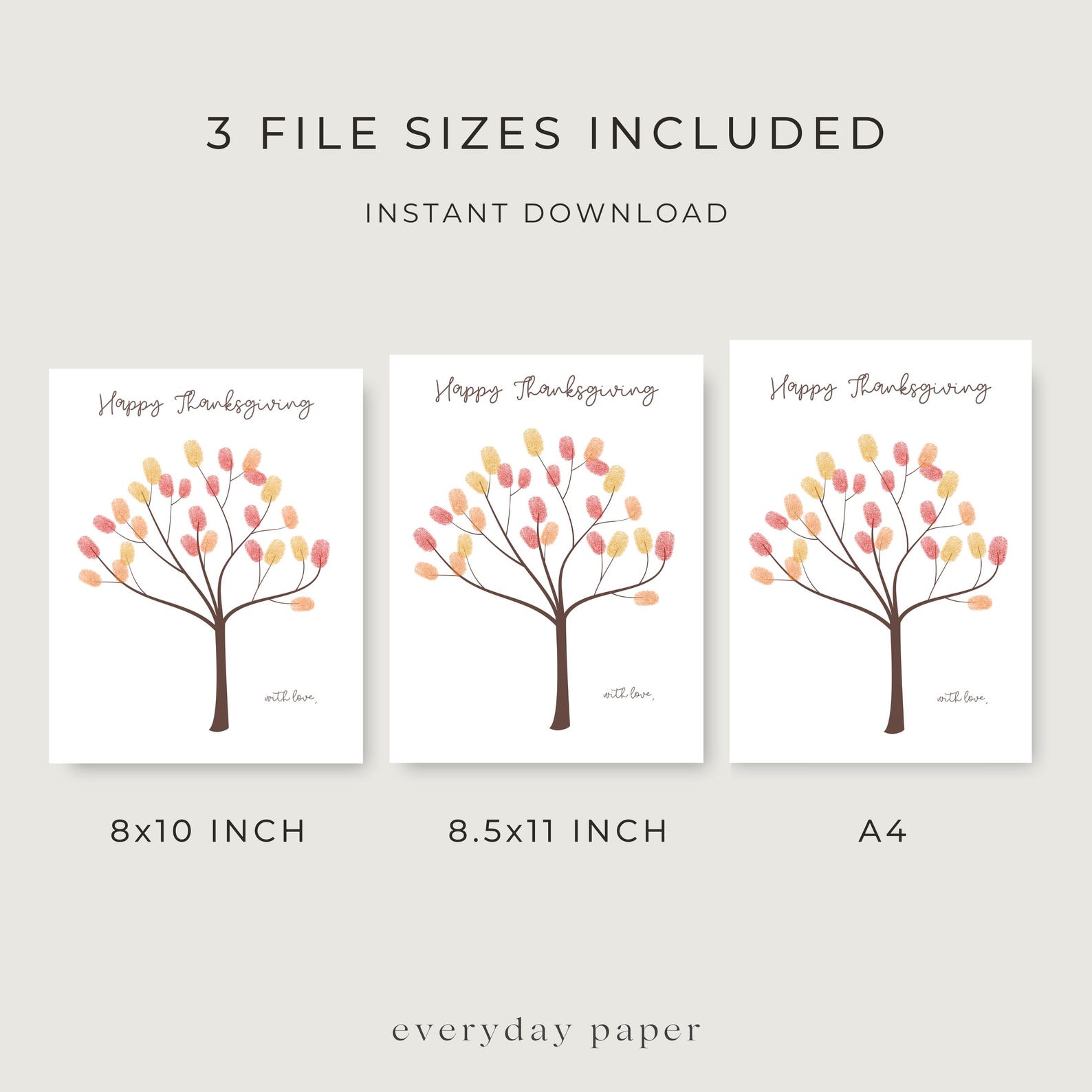 Thanksgiving Fingerprint Tree Craft, Fall Thumbprint Dot Art, Happy ...