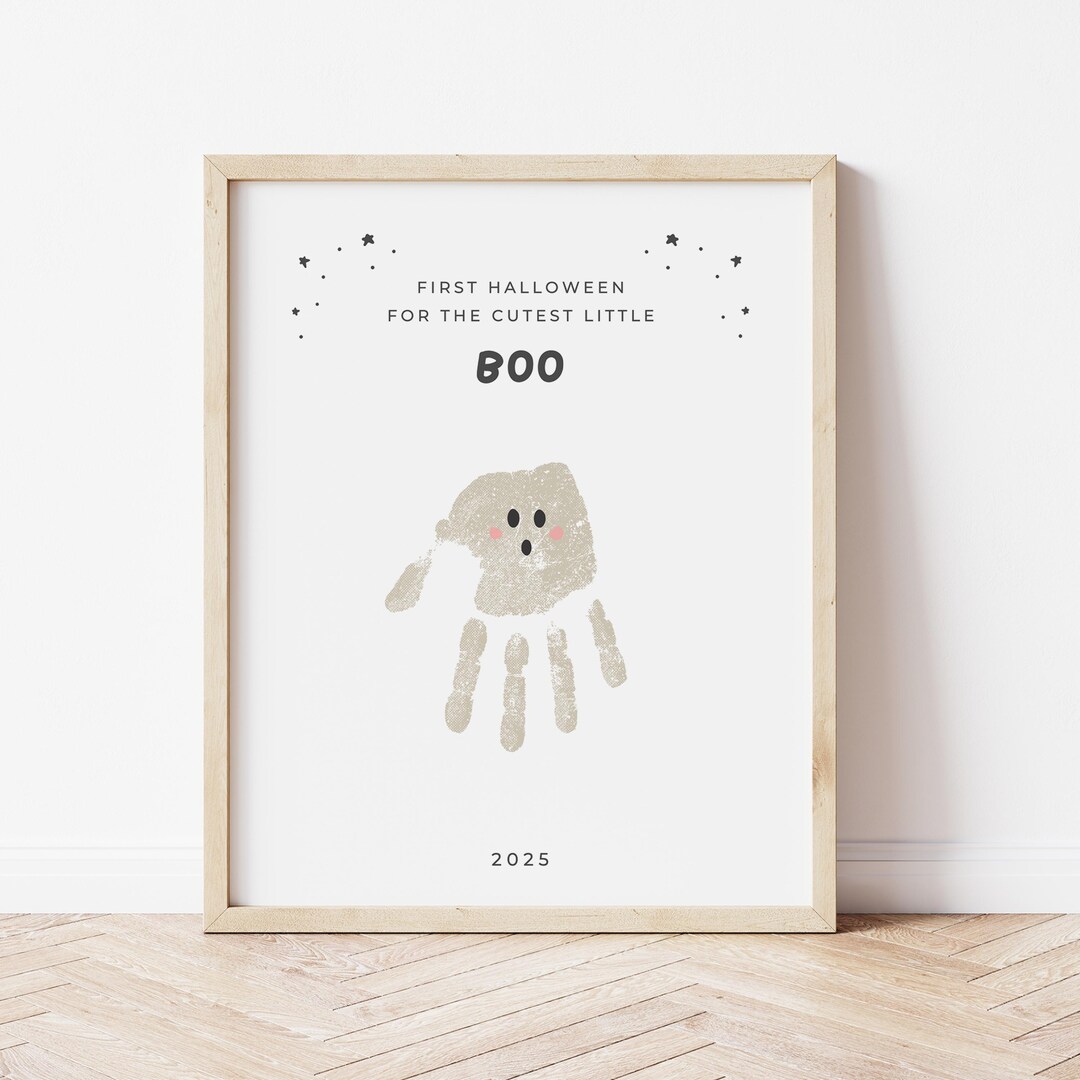 First Halloween Ghost Handprint Craft, Baby's First Halloween Handprint ...