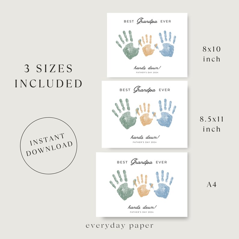 Best Grandpa Hands Down Handprint Art Printable Gift for Grandpa From ...