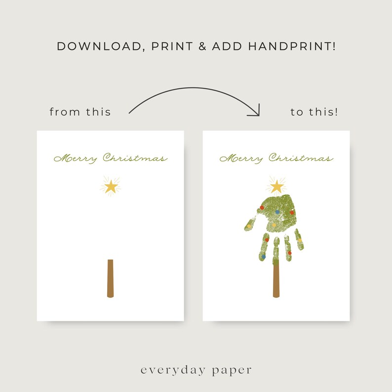 Merry Christmas Tree Handprint Craft Printable, Easy Activity for Baby ...