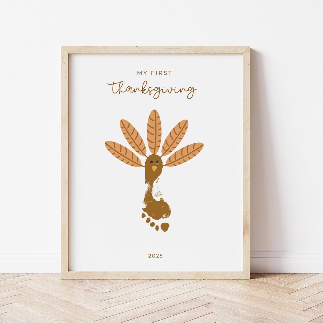 My First Thanksgiving Turkey Baby Footprint Craft, Baby's 1st ...