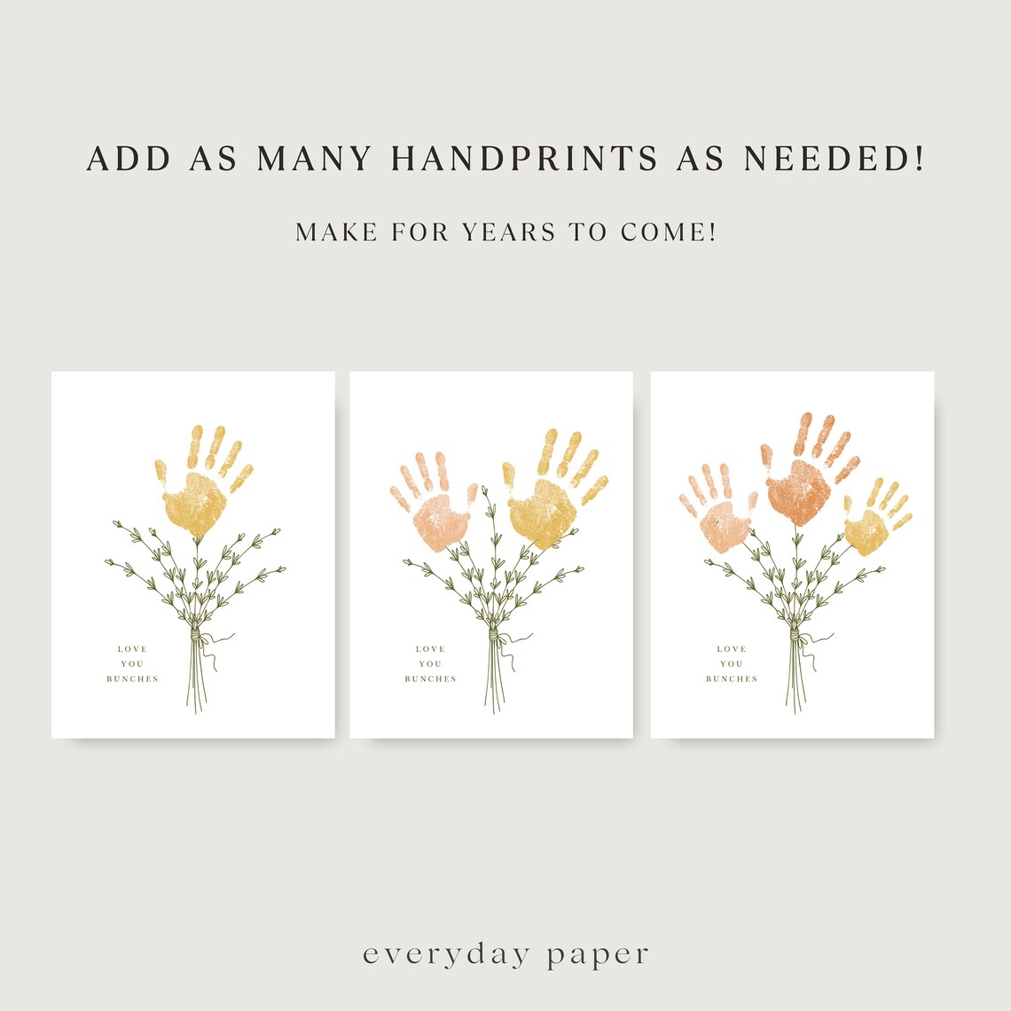 Love You Bunches Handprint Art Printable Dad Flower Bouquet Handprint ...