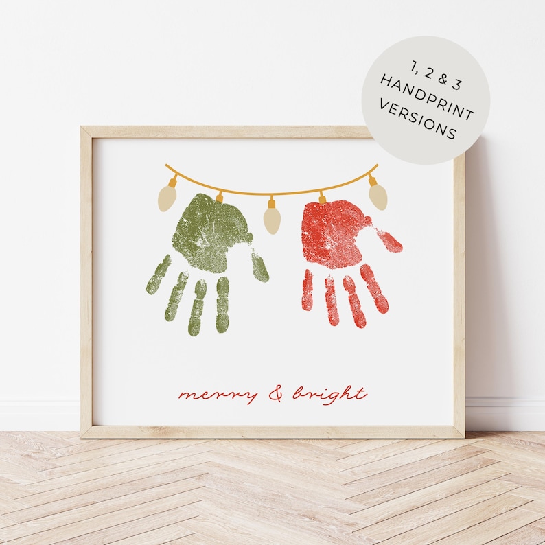 Christmas Lights Handprint Craft for 1 Kid, 2 Kids, or 3 Kids, Merry ...
