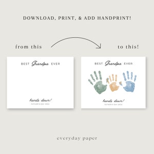 Best Grandpa Hands Down Handprint Art Printable Gift for Grandpa From ...