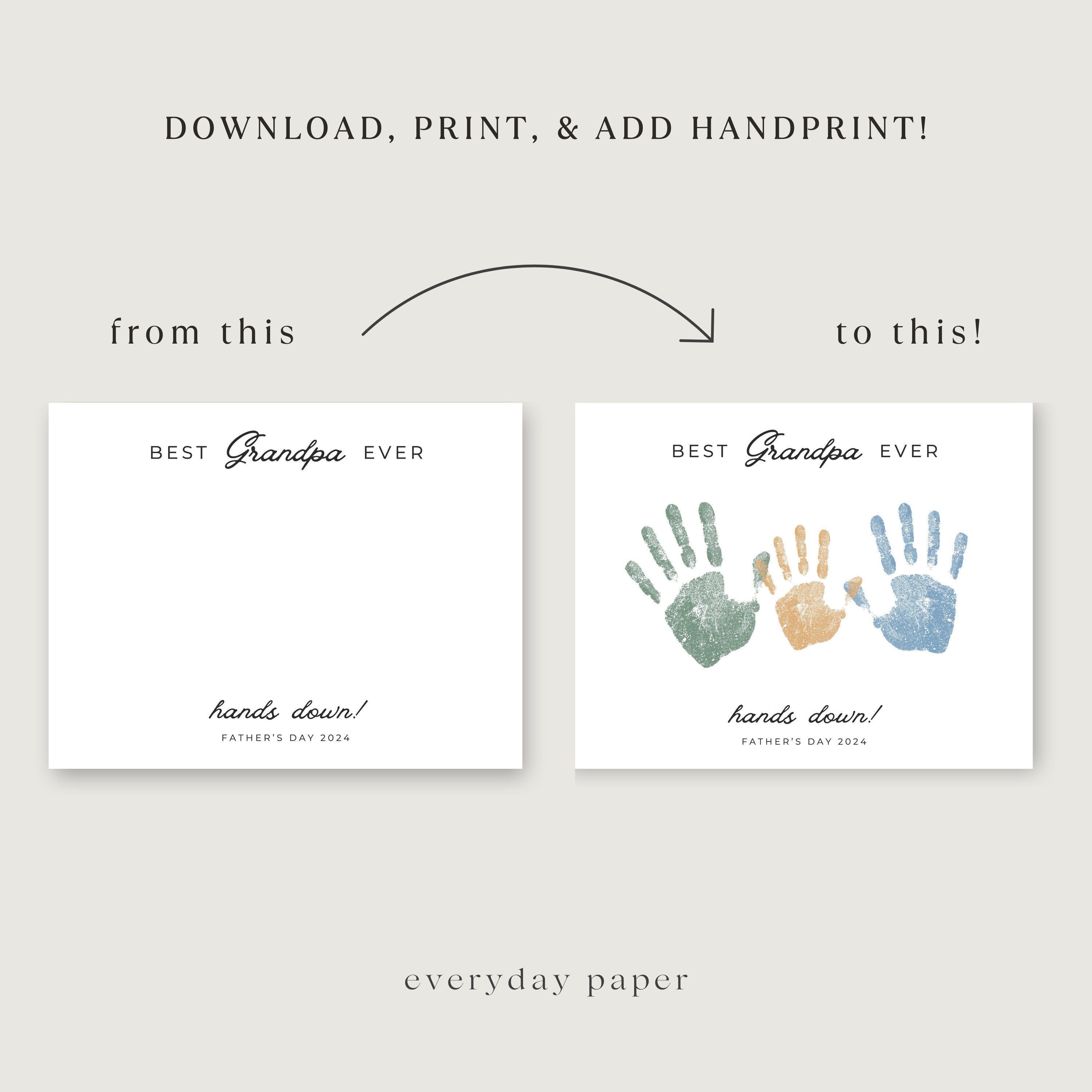 Best Grandpa Hands Down Handprint Art Printable Gift for Grandpa From ...