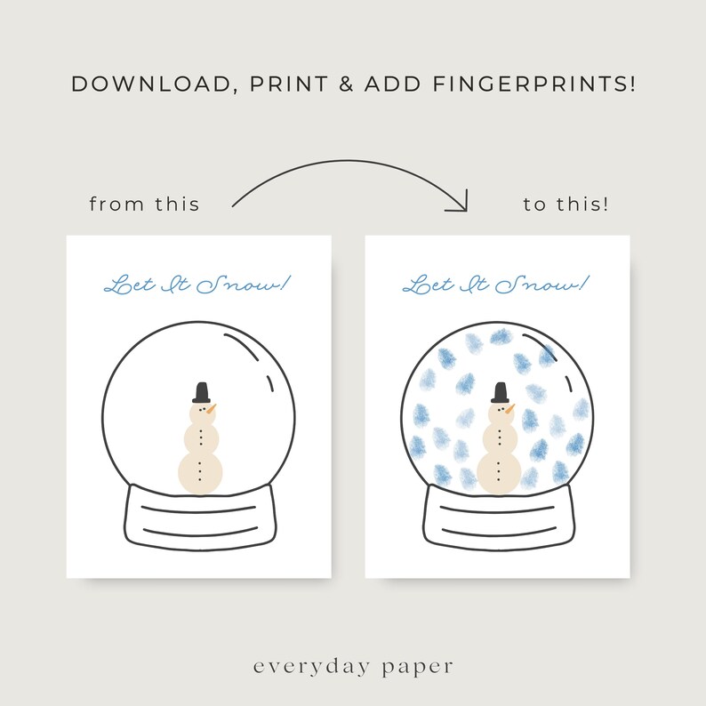 Snow Globe Fingerprint Craft, Winter Fingerprint Art for Toddlers, Baby ...