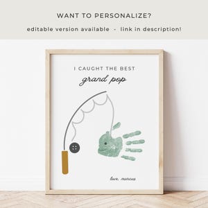 Grandpa Fish Handprint Art Printable | Grandpa Birthday Gift Fishing ...