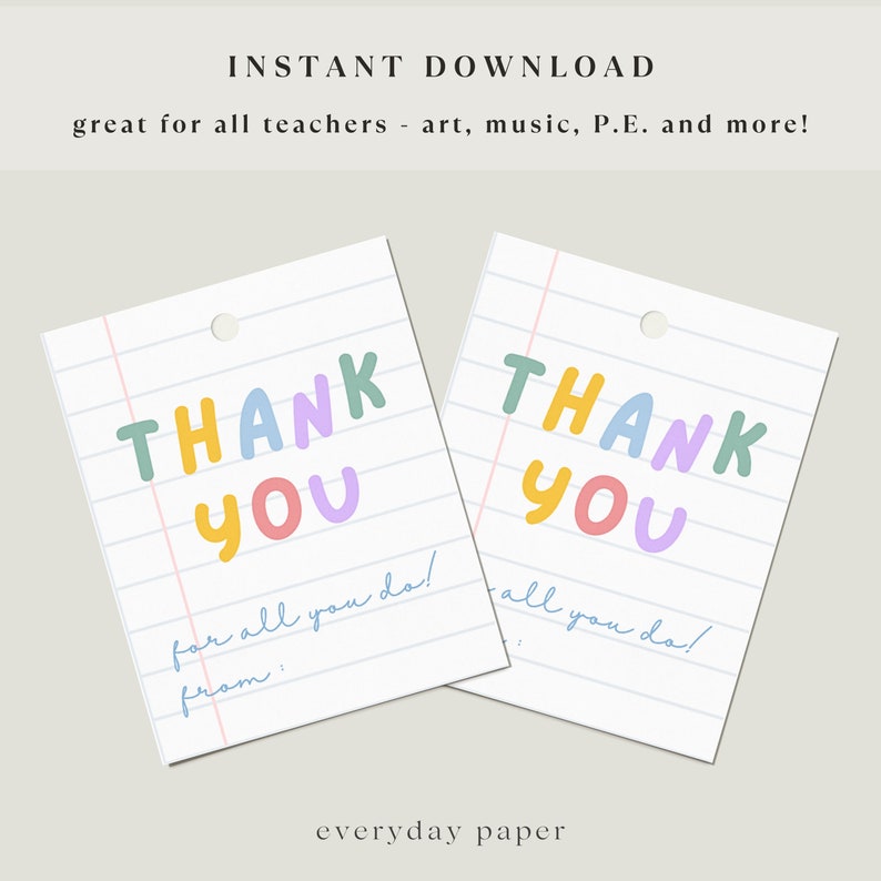 Teacher Appreciation Week Tags, Thank You Teacher Gift Tags, Printable ...
