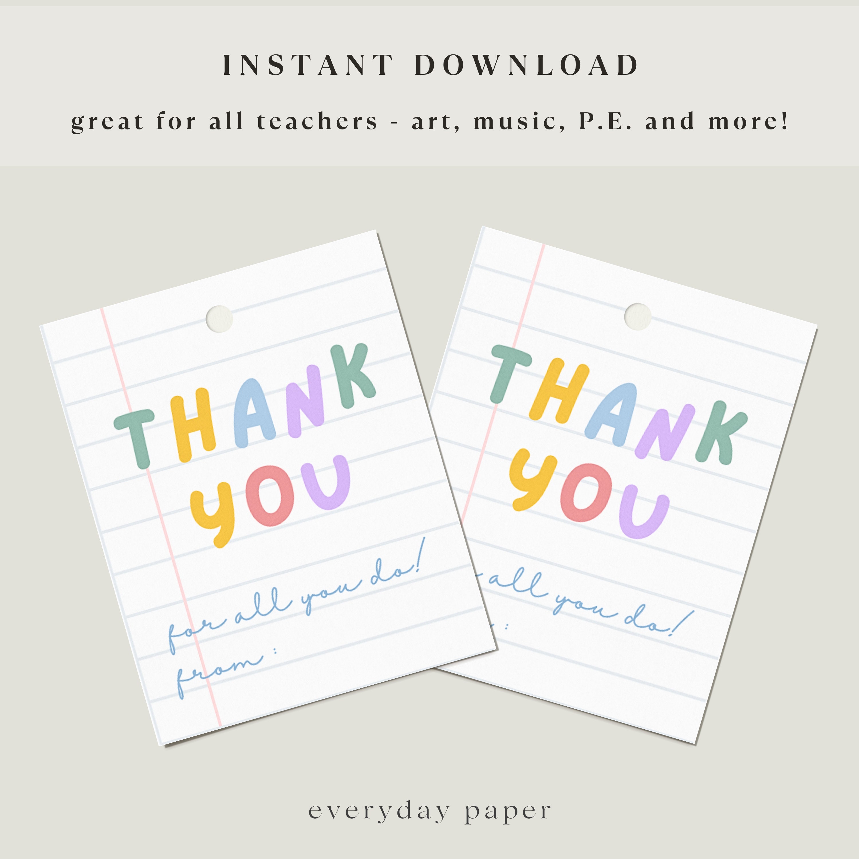 Teacher Appreciation Week Tags, Thank You Teacher Gift Tags, Printable ...