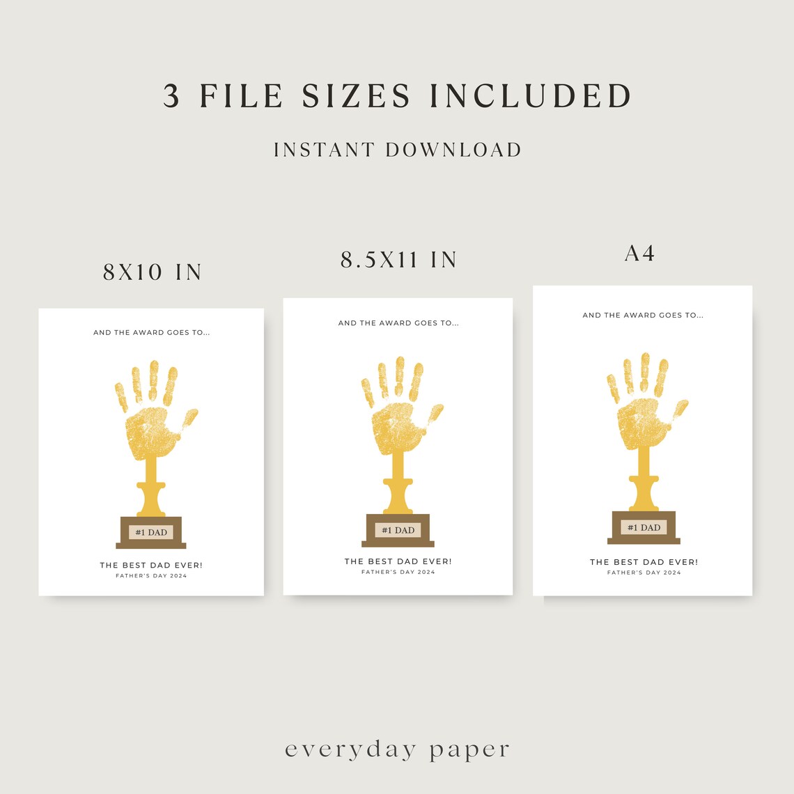 Father's Day Trophy Handprint Art Printable 1 DAD Trophy Handprint ...