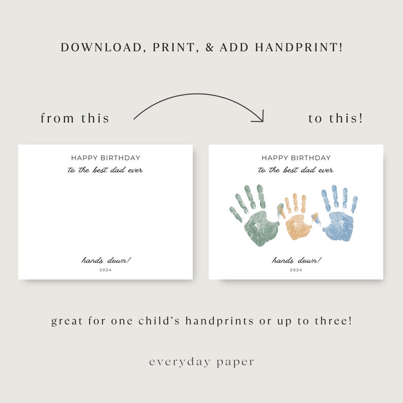 Dad Birthday Handprint Printable Best Dad Hands Down Craft Gift to Dad ...