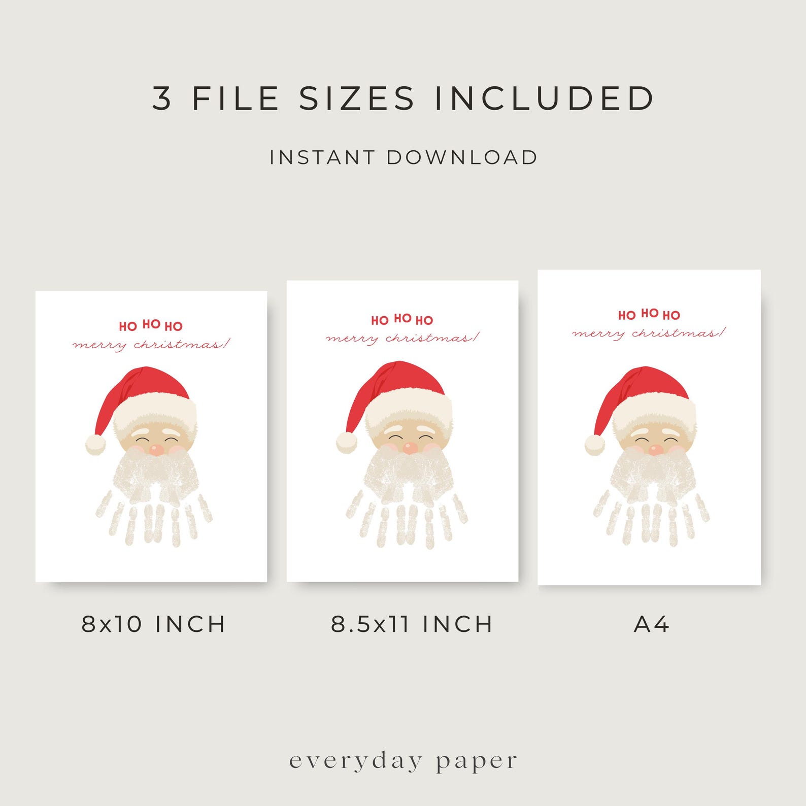 Santa Handprint Beard Art Printable, Adorable Santa Craft Keepsake for ...