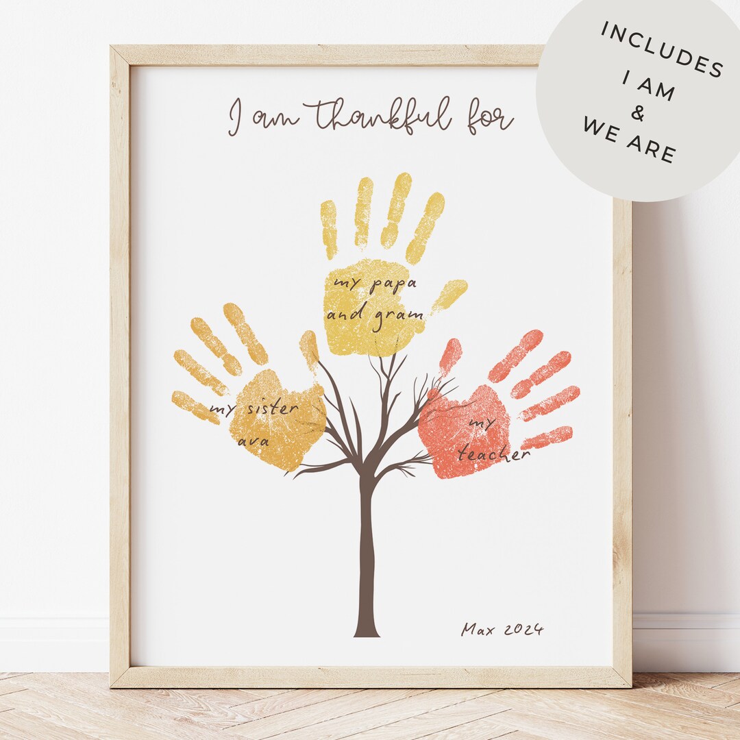 Thanksgiving Handprint Art Printable | Thankful Tree Handprint Craft ...
