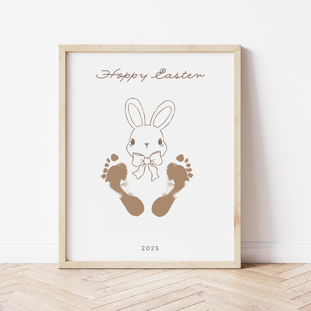 Hoppy Easter Footprint Craft, Bunny Footprints, Toddler Easter Art ...