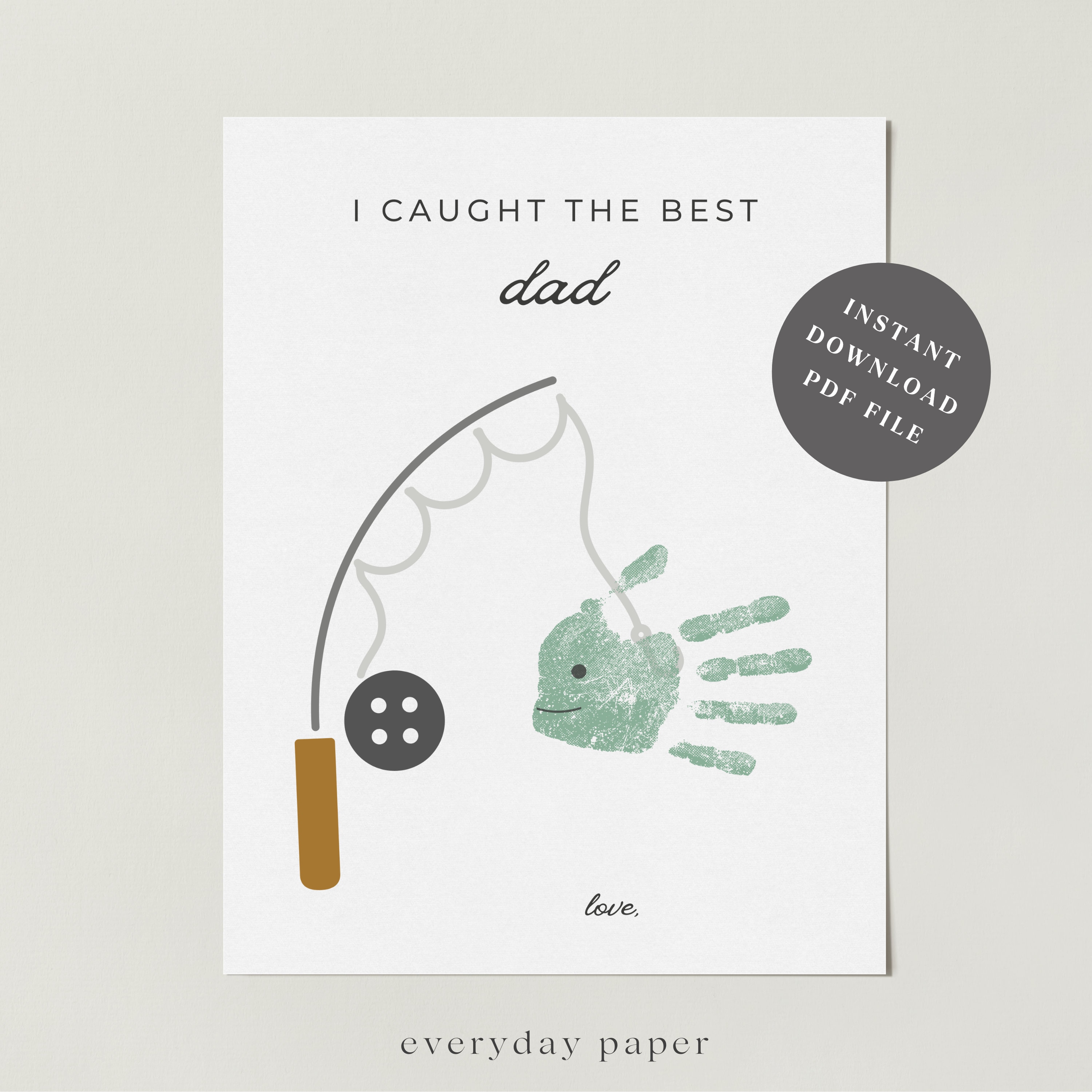 Dad Fish Handprint Art Printable | Dad Fishing Birthday Card | Fishing ...