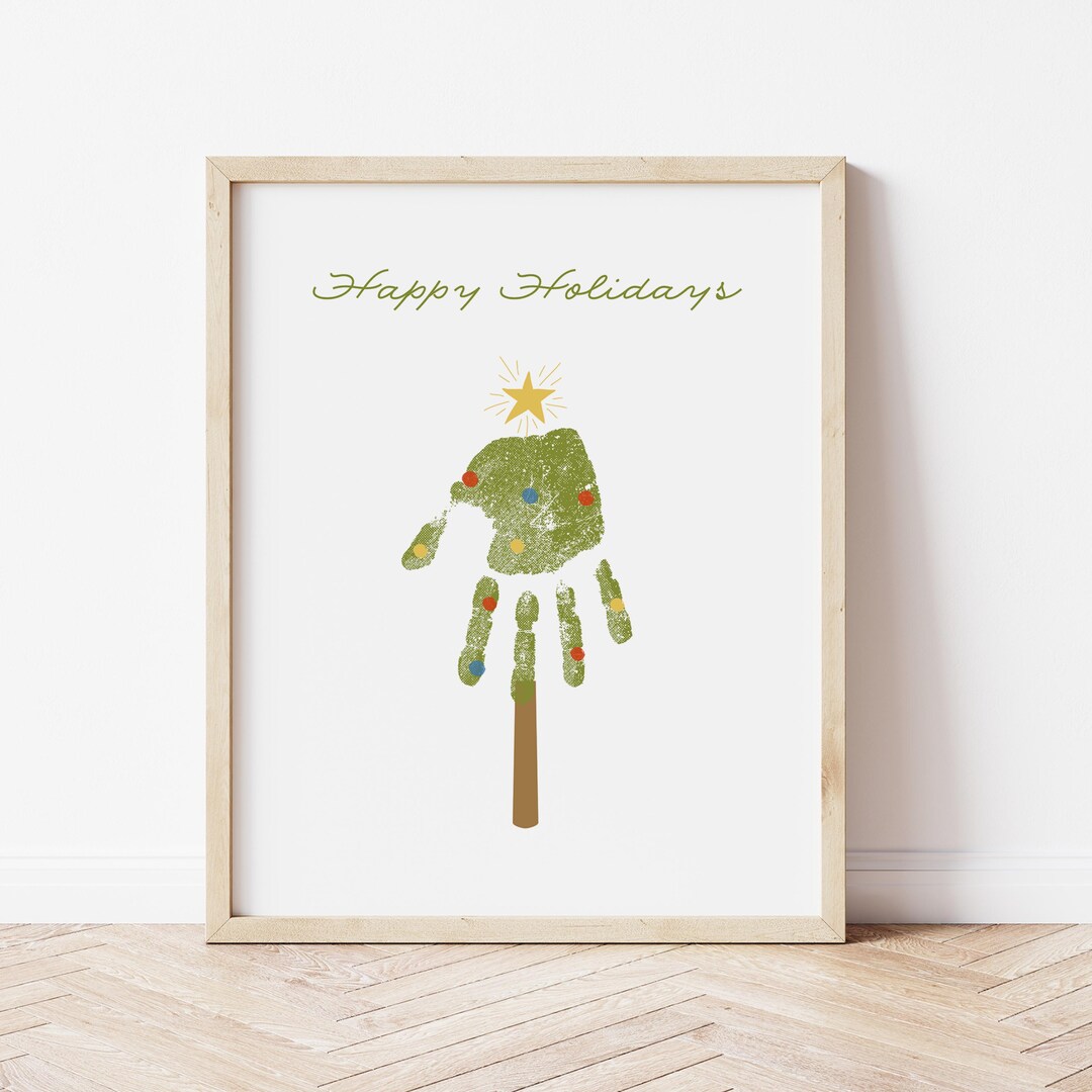 Happy Holidays Tree Handprint Craft Printable, Easy Activity for Baby ...