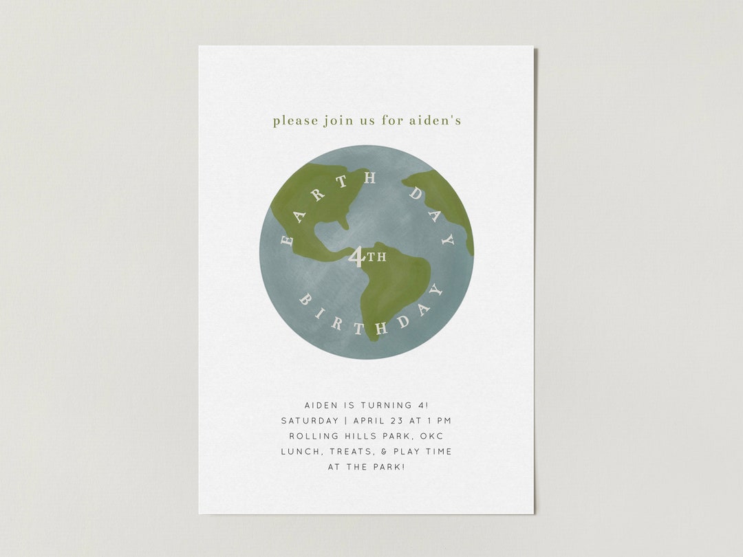 Earth Day Editable Invitation Template for Event or Birthday | BONUS ...