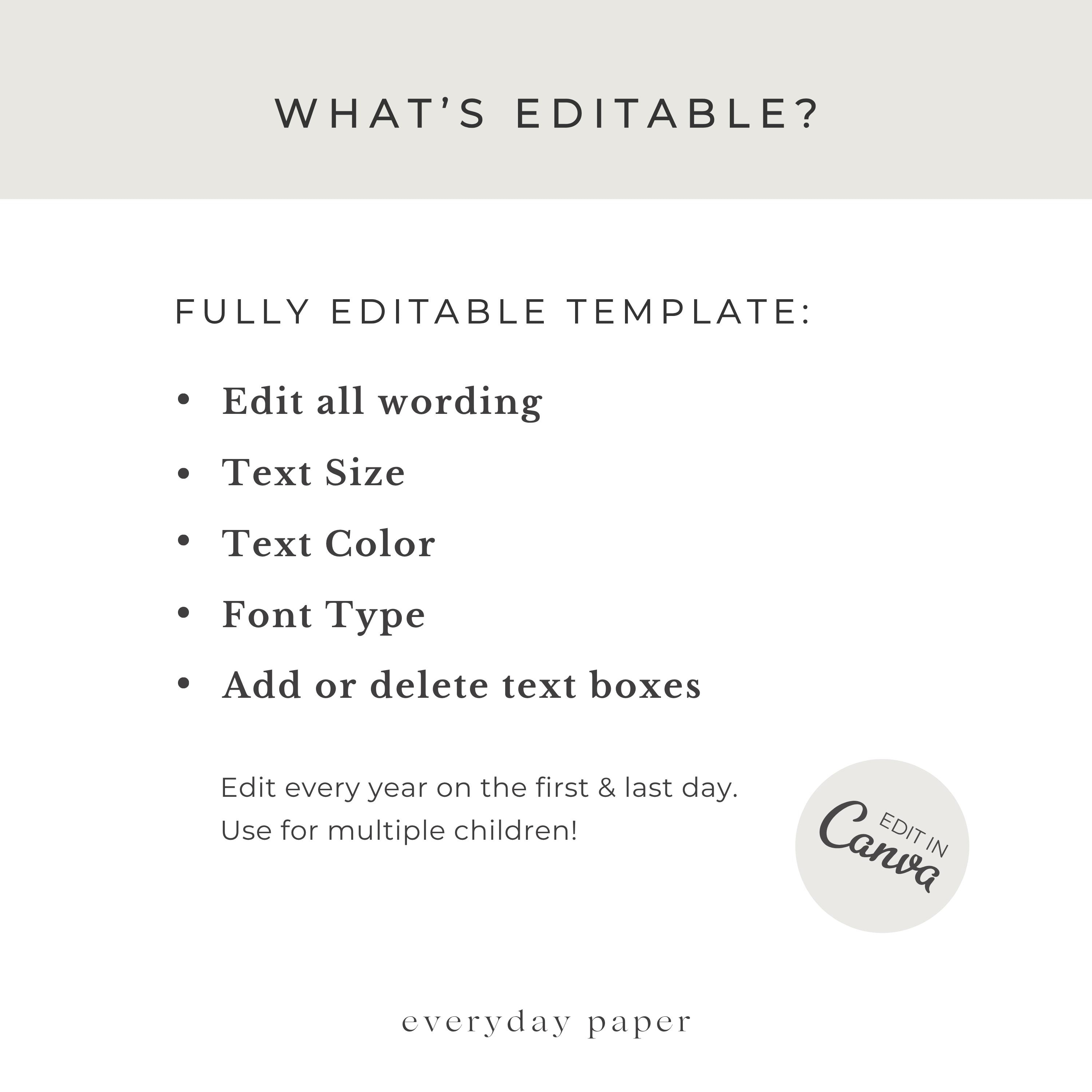 Editable First Day of School Sign Template, Simple Minimal First Day of ...