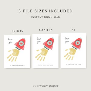 Rocket Ship Valentine's Day Handprint Art Printable, to the Moon Craft ...