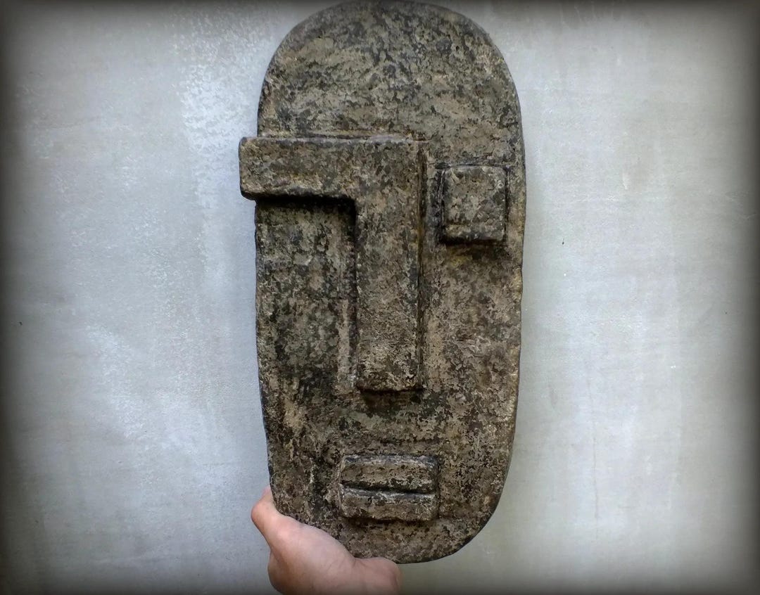 Rustic Papercrete Face Wall Art Handmade Wabi-sabi Mask Decor From ...