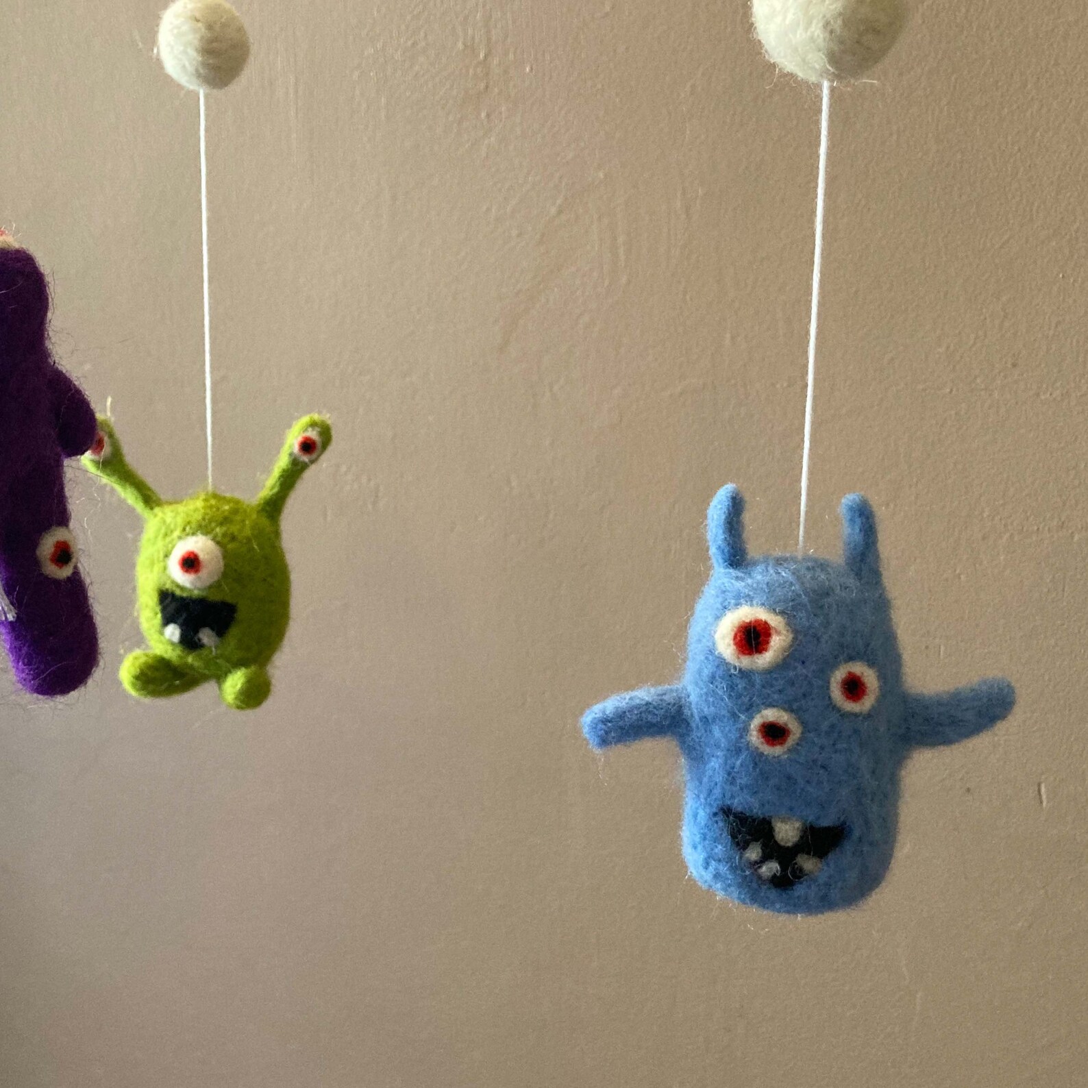 Needle Felted Baby Mobile Cute Monsters Newborn Baby Shower Gift ...