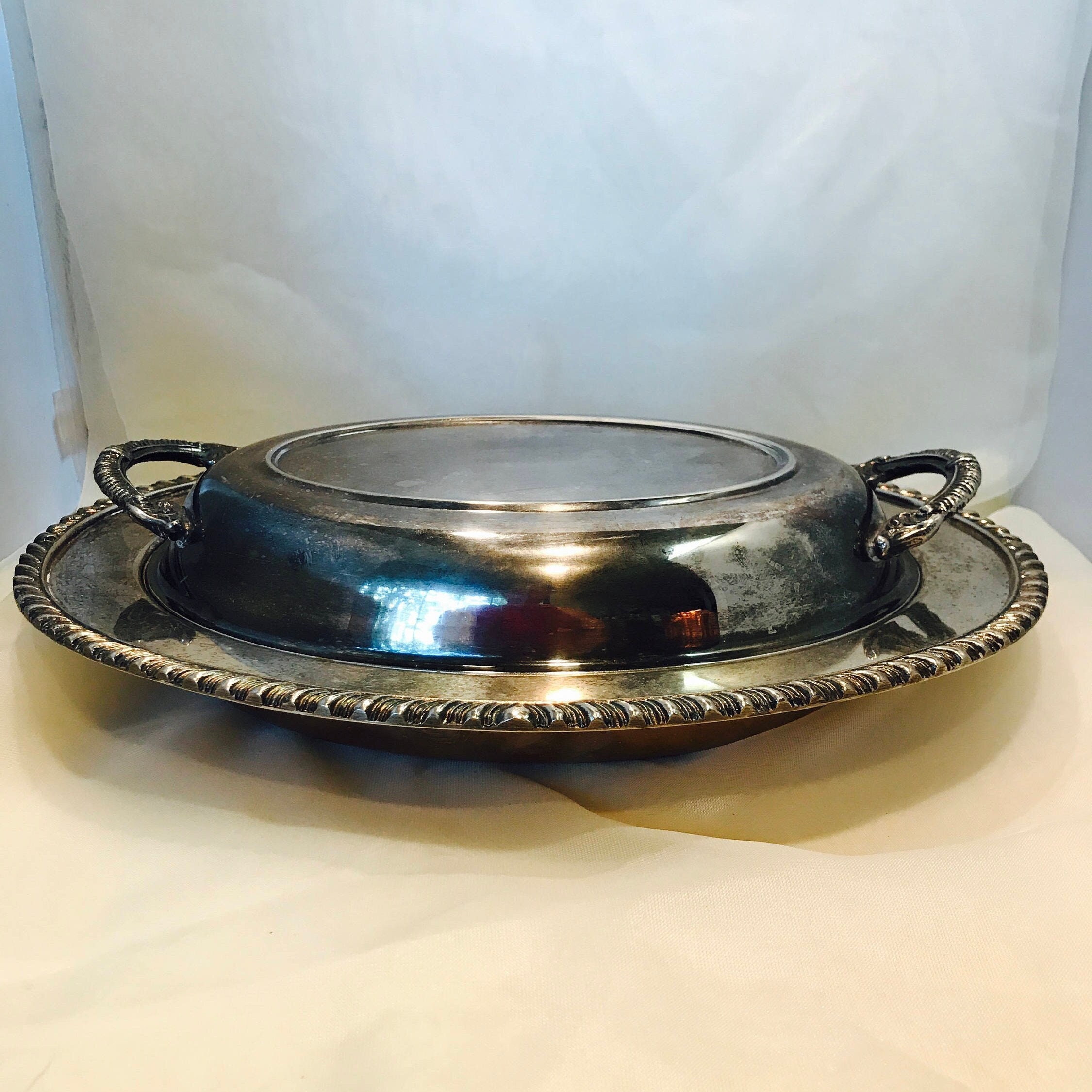 Vintage Oval Silverplate Tray - Etsy