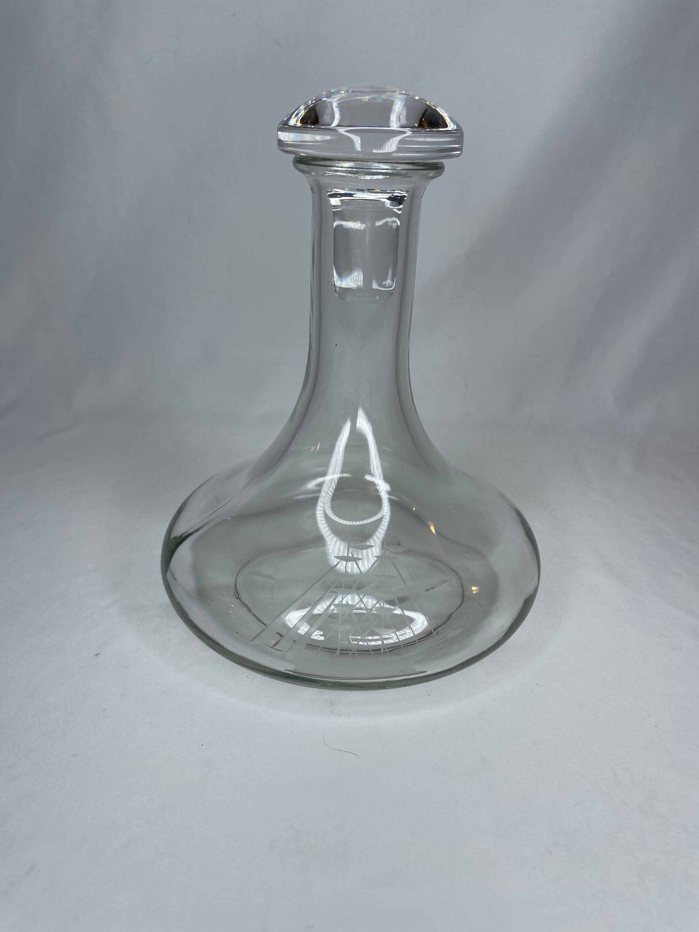 Vintage Etched Glass Nautical Decanter - Etsy