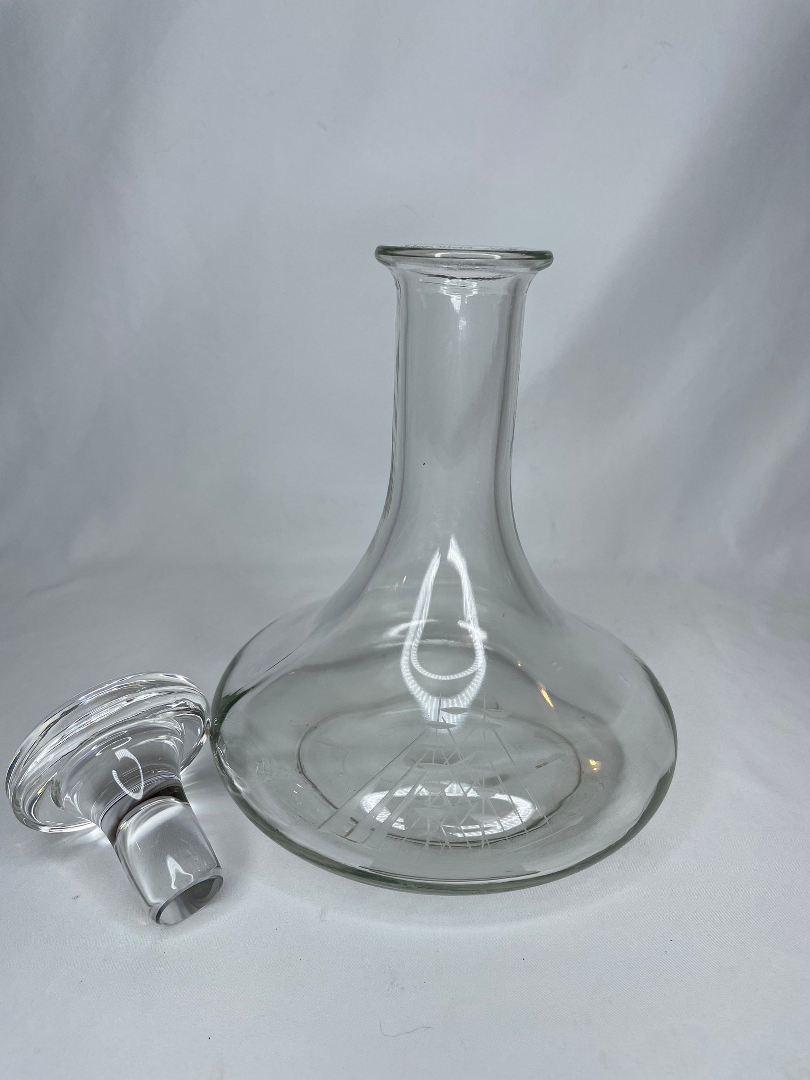 Vintage Etched Glass Nautical Decanter - Etsy