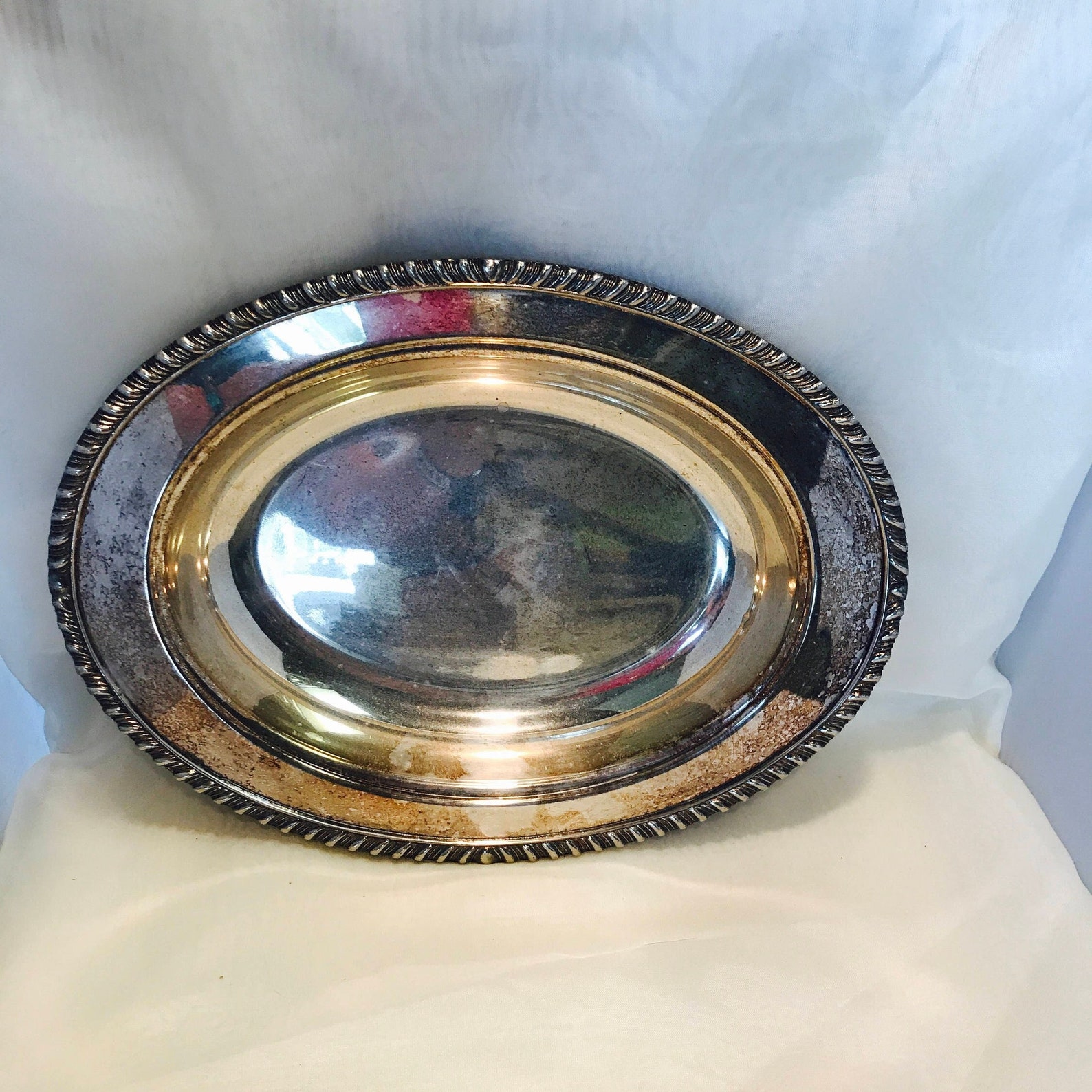 Vintage Oval Silverplate Tray - Etsy
