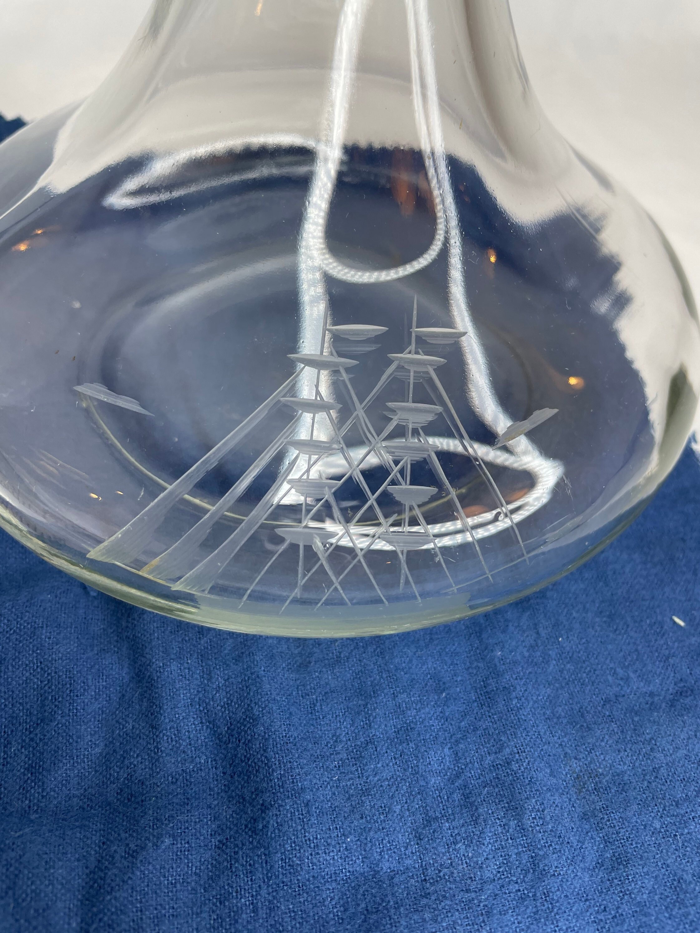 Vintage Etched Glass Nautical Decanter - Etsy