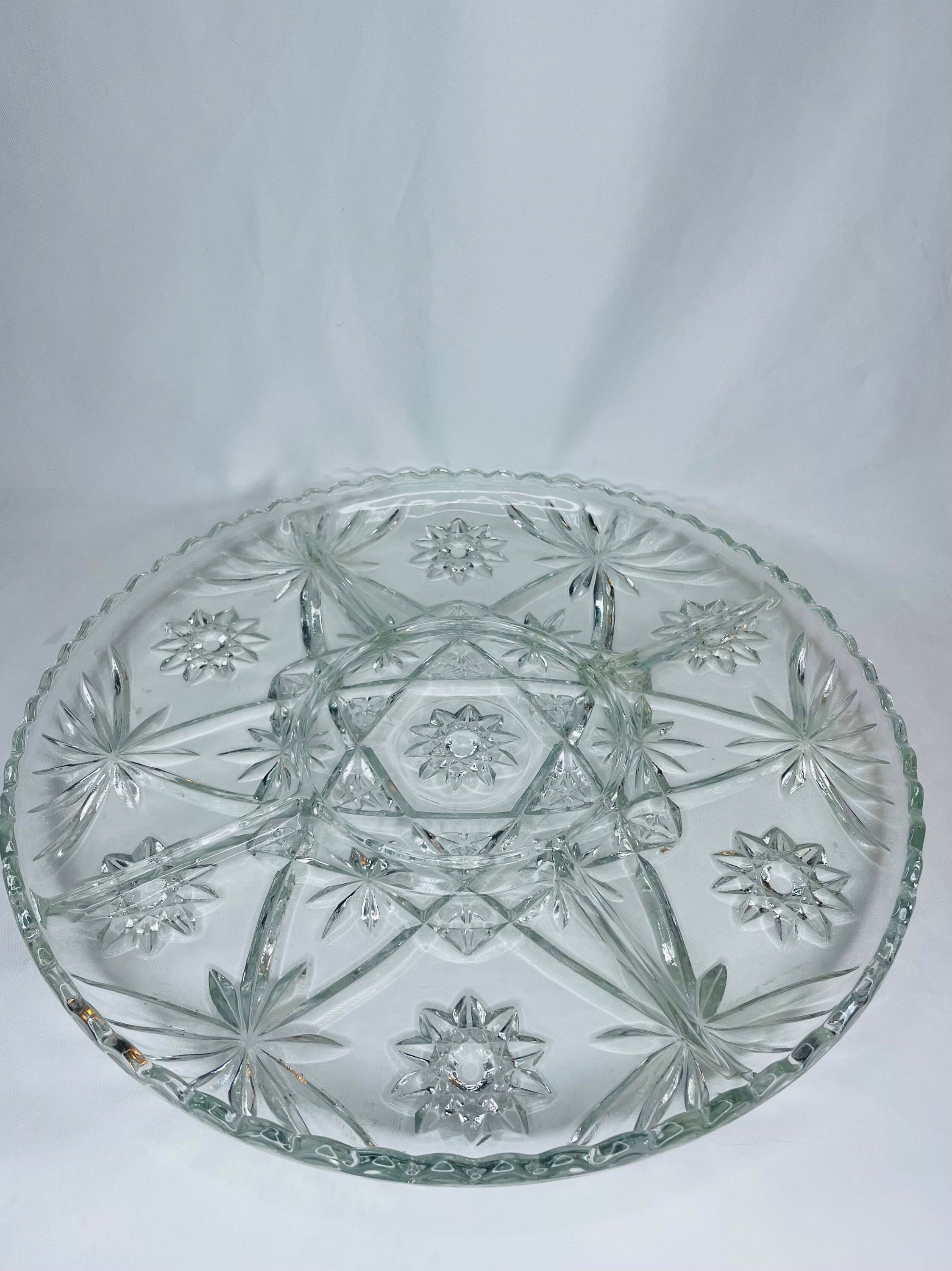 Large Antique Divided Glass Serving Dish - Etsy