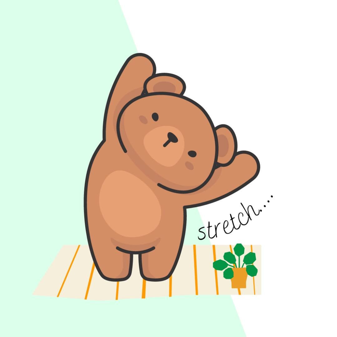 Yoga Stretch Bear Sticker L Kawaii Sticker L Cute Sticker L Anime Lover ...