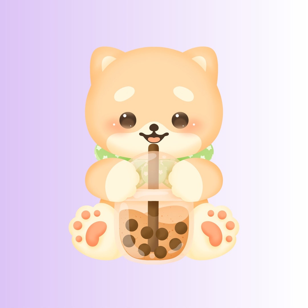 Shiba Bubble Tea Sticker L Kawaii Sticker L Cute Sticker L Anime Lover ...
