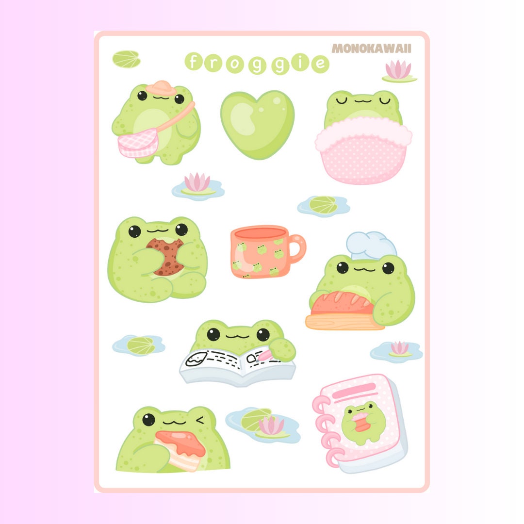 Froggie Sticker Sheet L Kawaii Sticker Sheet L Cute Stickers L Anime ...