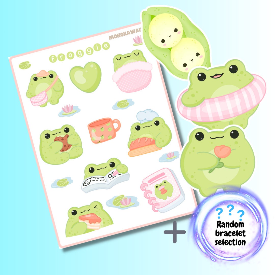 Froggie Sticker Collection Set L Kawaii Sticker Sheet L Cute Stickers L ...