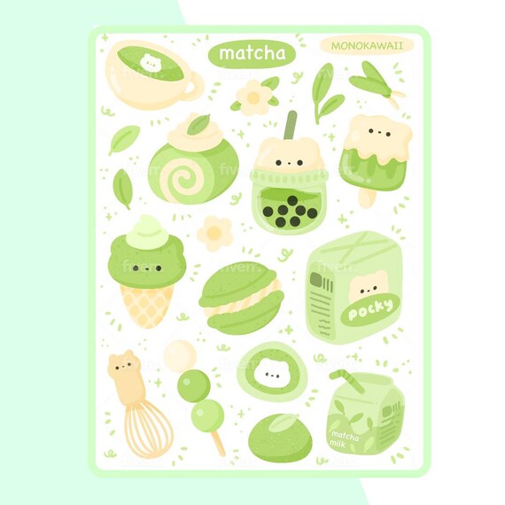 Matcha Sticker Sheet L Kawaii Sticker Sheet L Cute Stickers L - Etsy