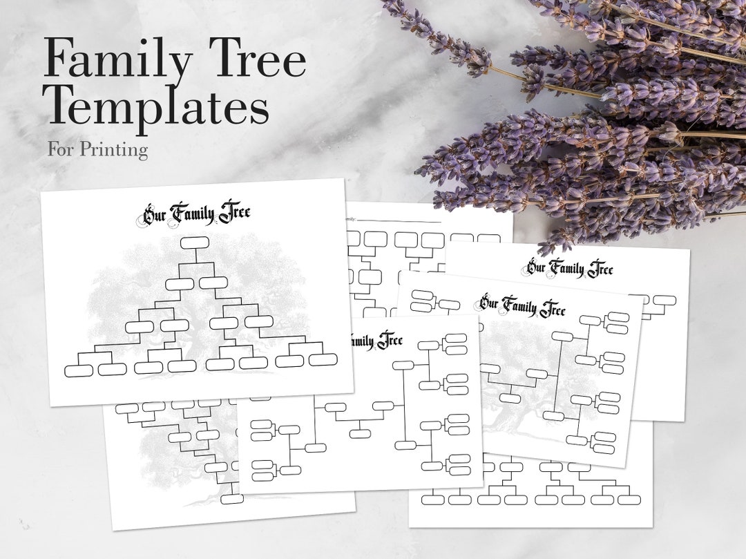 Genealogy Ancestry Family Tree Set in 6 Styles PDF Template Set ...