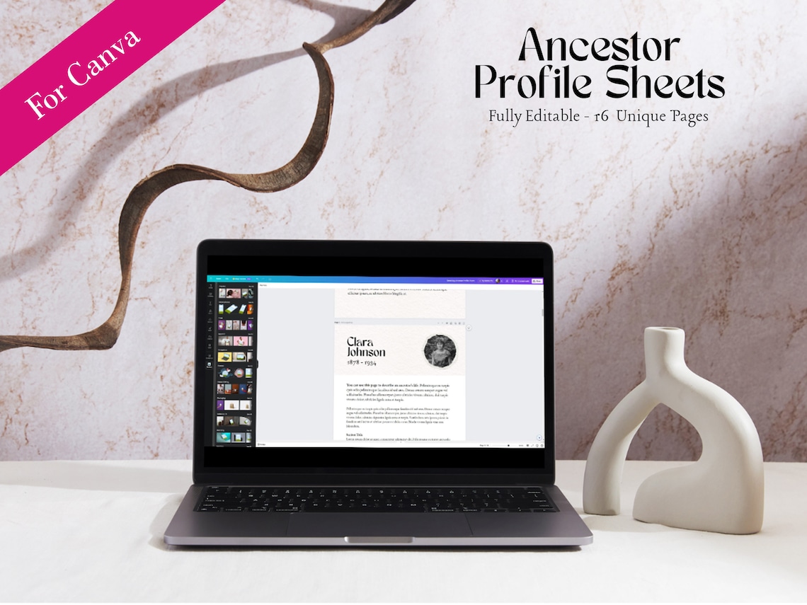 Genealogy Ancestor Profile Sheets for Canva - 16 Unique Pages to ...