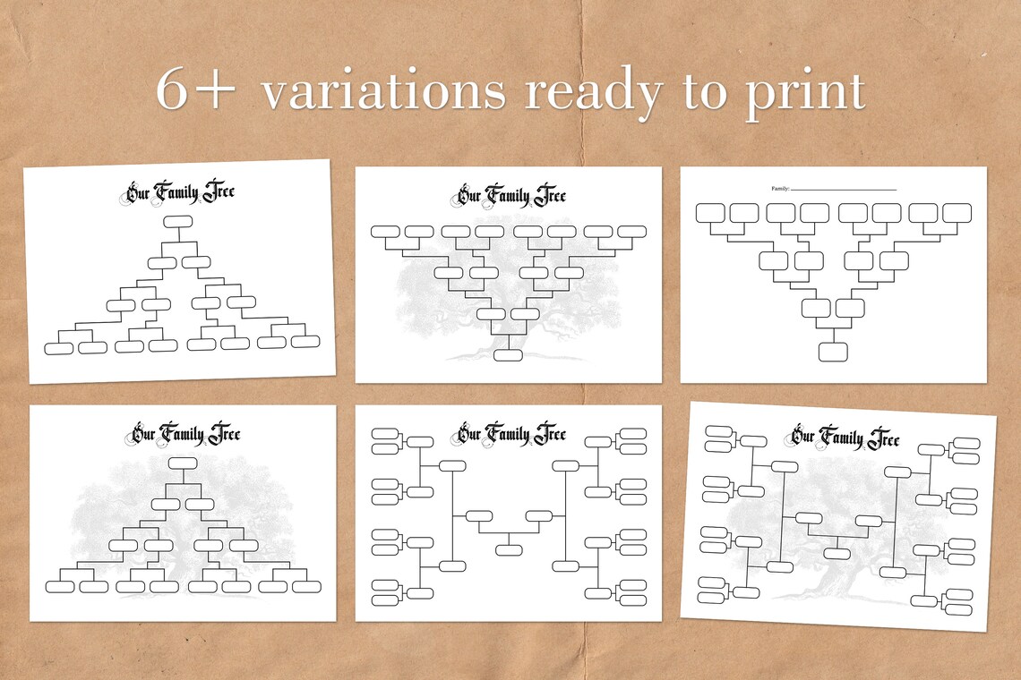 Genealogy Ancestry Family Tree Set in 6 Styles PDF Template - Etsy