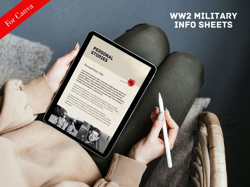 Genealogy Military Info Sheets (WW2) for Canva - 14 Unique Pages to ...