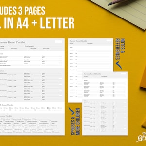 Genealogy Ancestor Checklist (A4 + Letter, US & UK) - Print at Home - Etsy